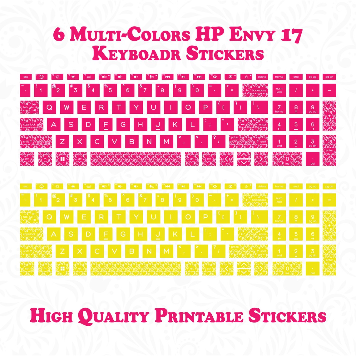 HP Envy 17 Keyboard Stickers - Set of 6 HP Envy Laptop Skin Cute ...