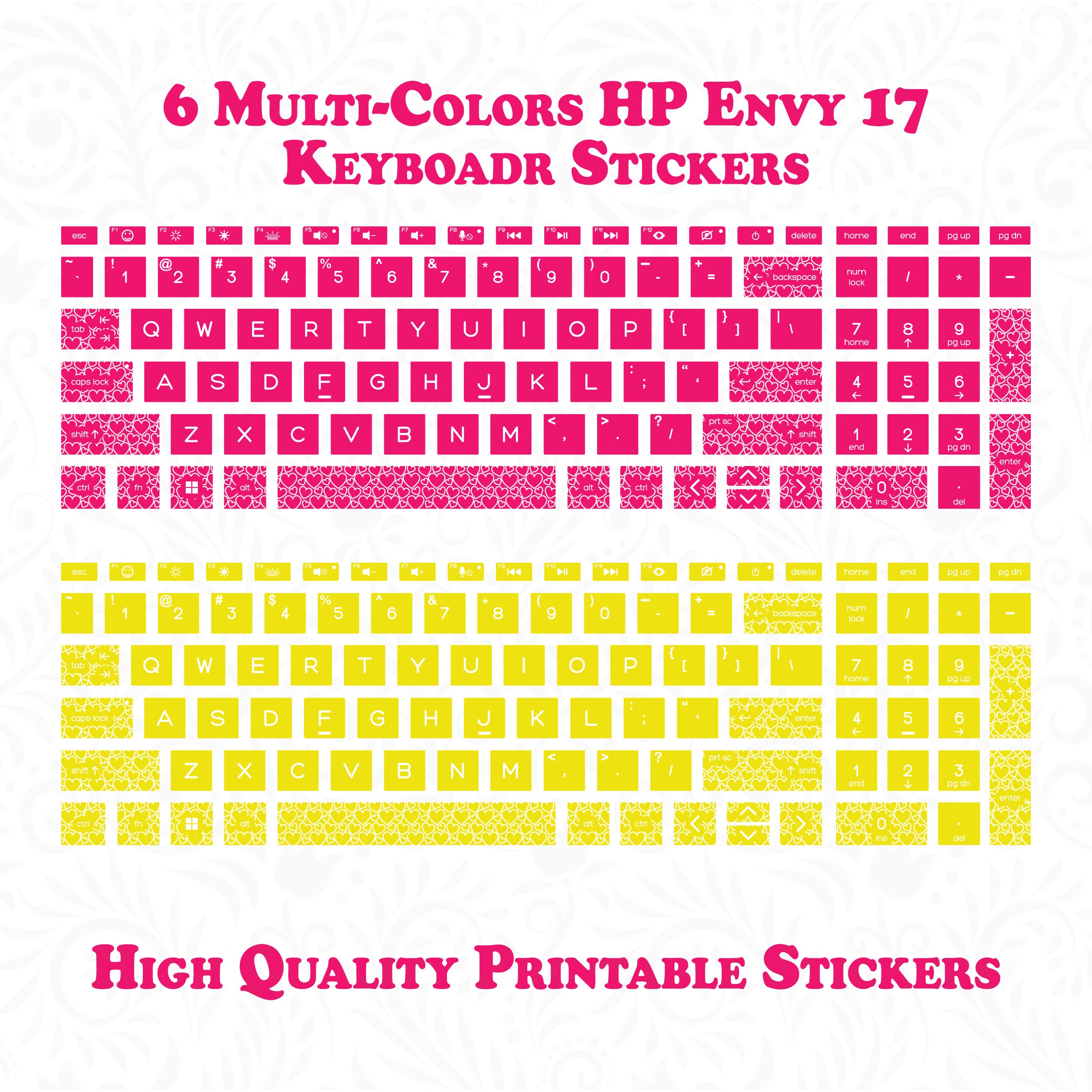HP Envy 17 Keyboard Stickers Set of 6 HP Envy Laptop Skin Cute Keyboard ...