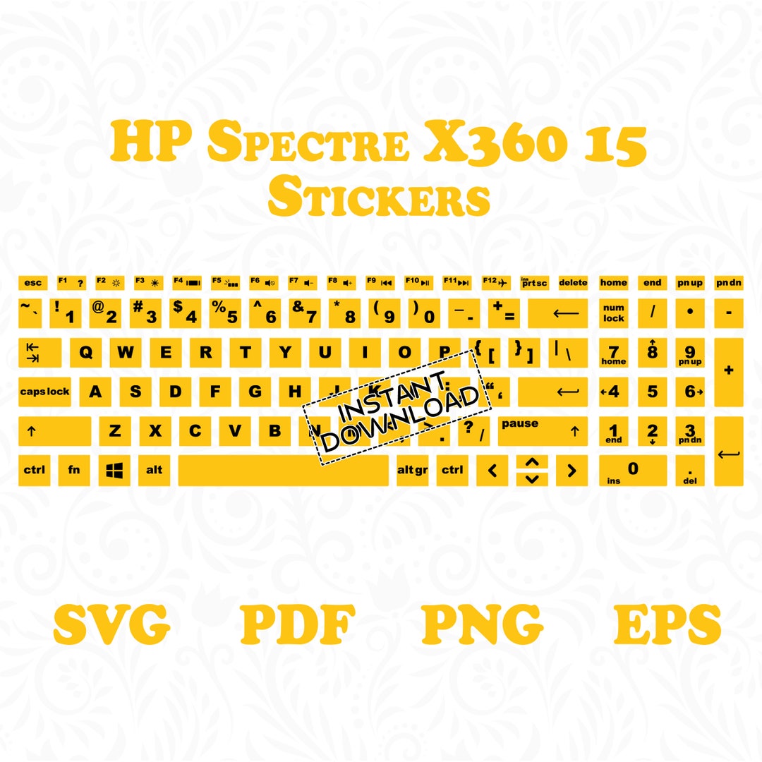 HP Spectre X360 15 Stickers in 8 Multi Keyboard Decal HP Spectre X360 ...