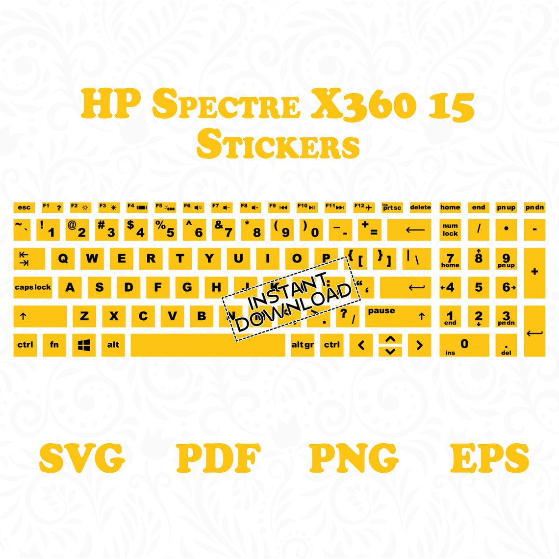 HP Spectre X360 15 Stickers in 8 Multi Keyboard Decal HP Spectre X360 ...