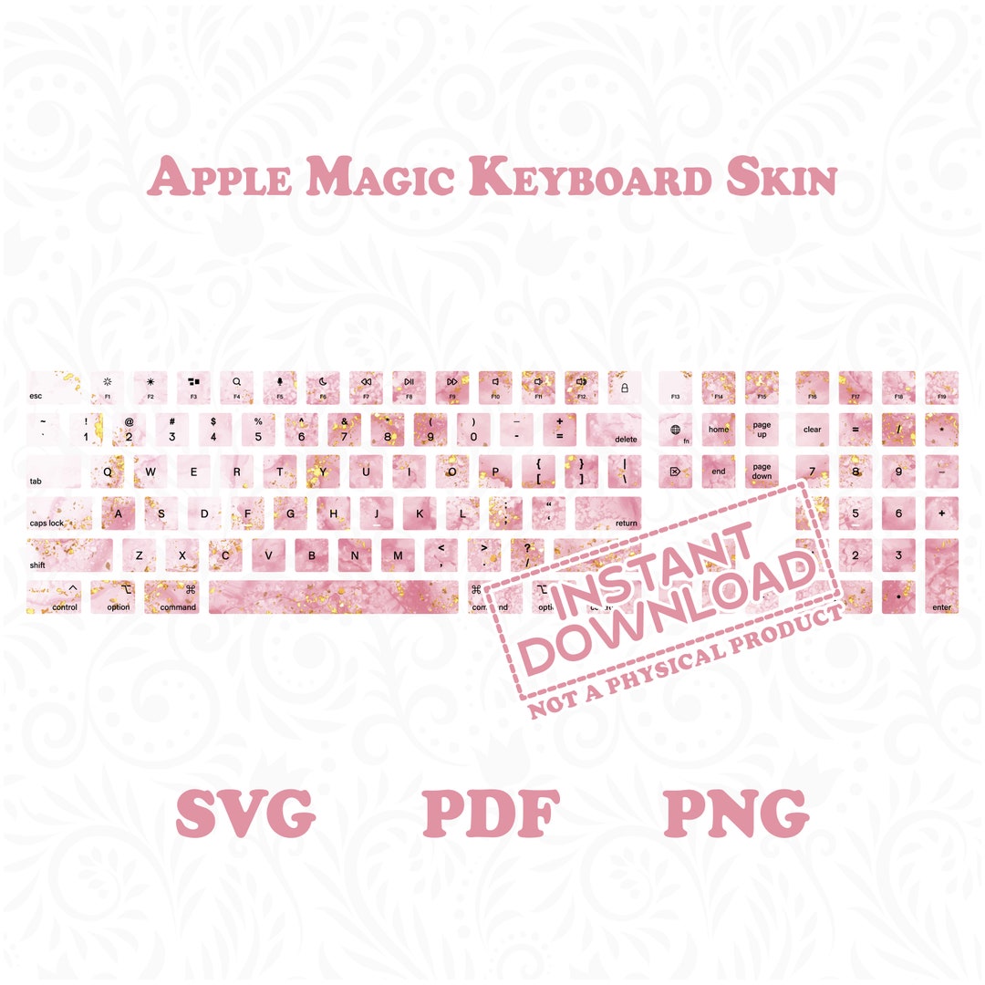 Magic Keyboard Skin With Numeric Keyboard Stickers, Pink Marble Apple ...