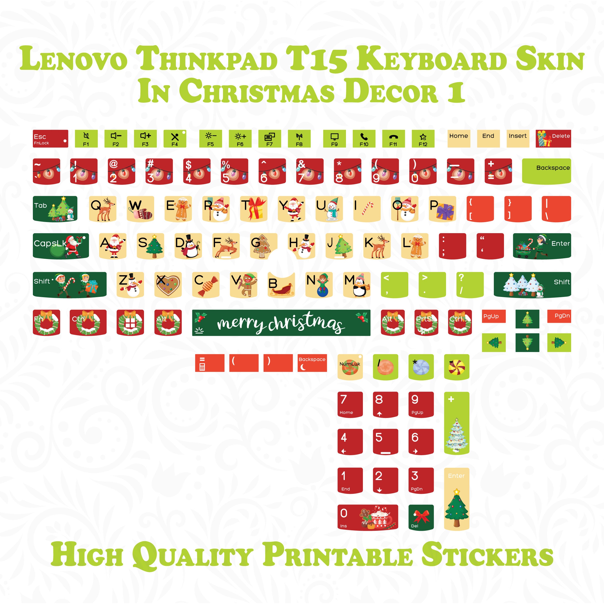Lenovo Thinkpad T15 Keyboard Stickers for Christmas Decor - Etsy
