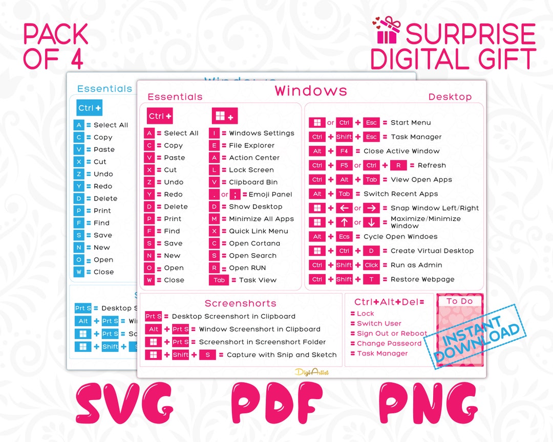 Keyboard Shortcuts Printable Stickers, Window Shortcuts Decal Clipart ...