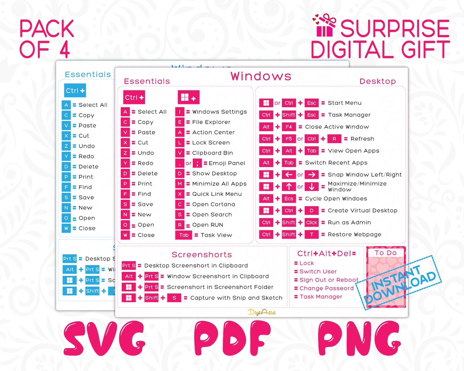 Keyboard Shortcuts Printable Stickers, Window Shortcuts Decal Clipart ...