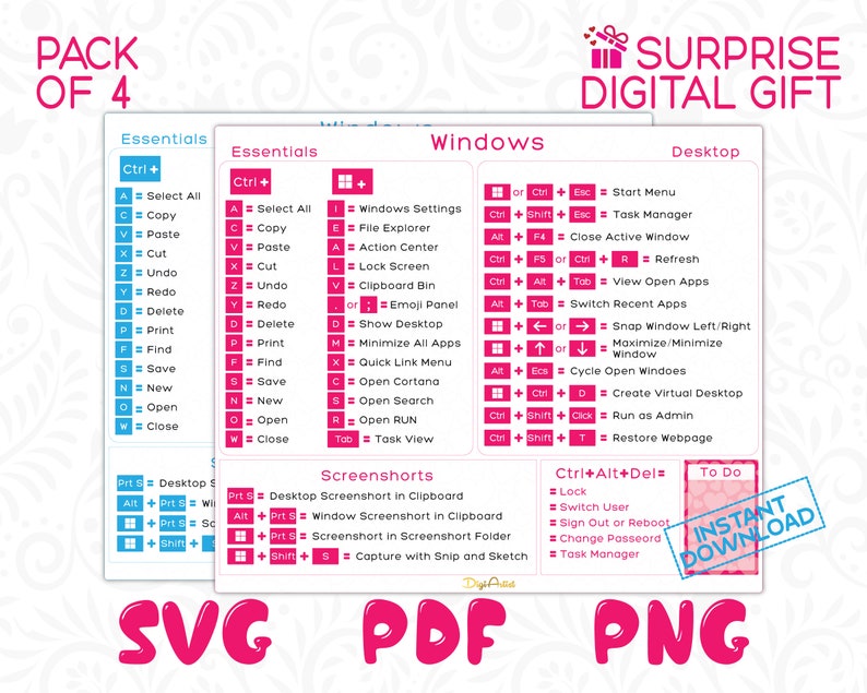 Keyboard Shortcuts Printable Stickers, Window Shortcuts Decal Clipart ...