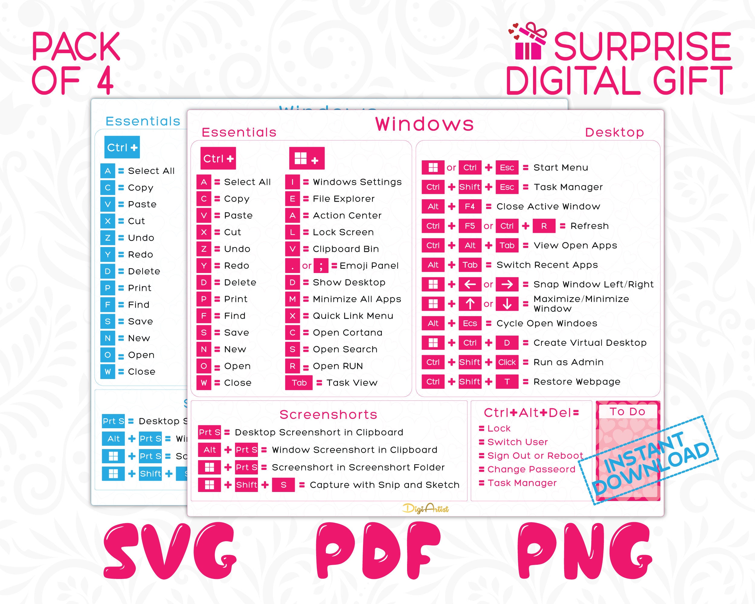 Keyboard Shortcuts Printable Stickers, Window Shortcuts Decal Clipart ...