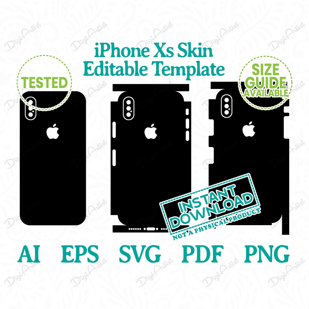 IPhone Xs Skin Template by Digiartist Store, iPhone XS Editable Template in Instant Digital ...