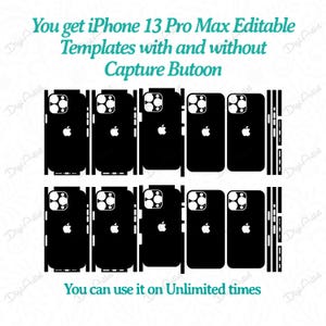 IPhone 13 Pro Max Skin Editable Template by Digiartist Store, iPhone 13 Series Template in ...