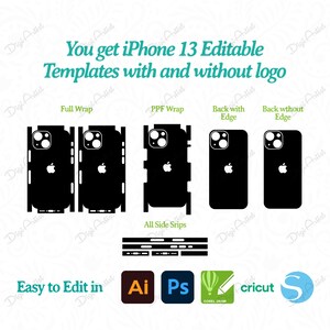 IPhone 13 Skin Editable Template by Digiartist Store, Custom iPhone 13 Case Template in Instant ...