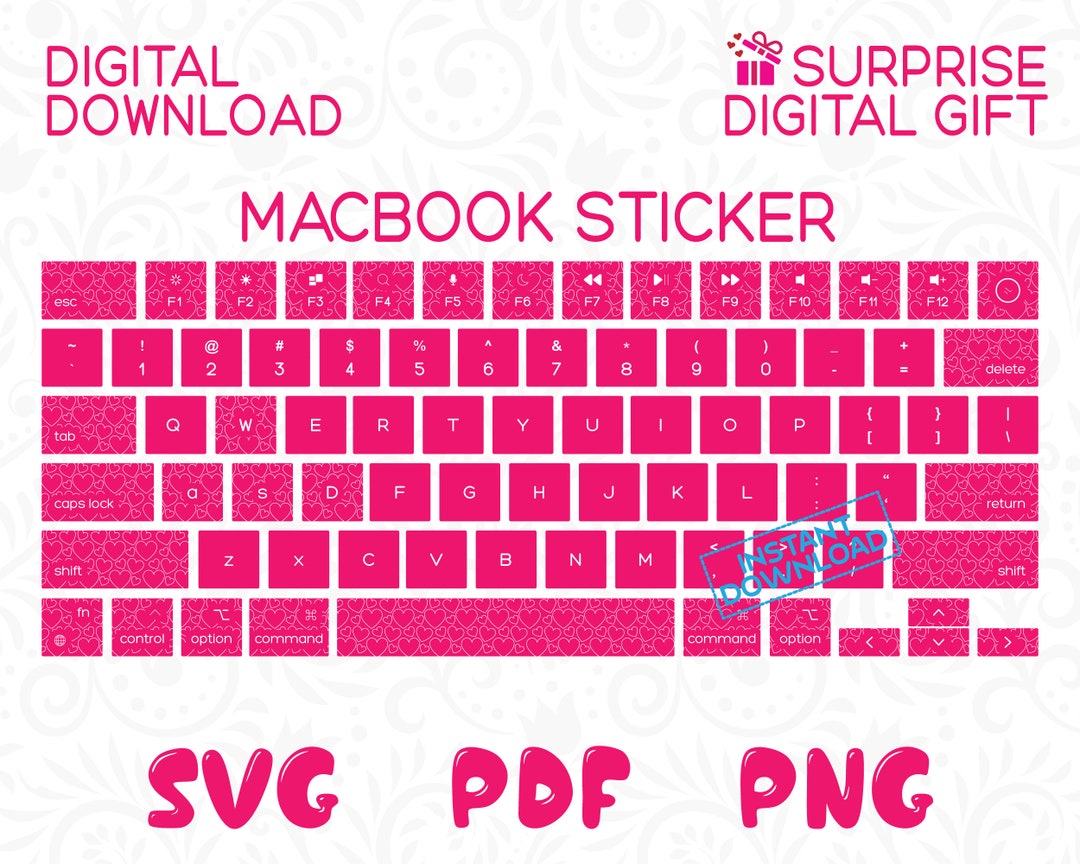 Keyboard Printable Stickers, MacBook 13.6 Inch Laptop Decal Clipart ...