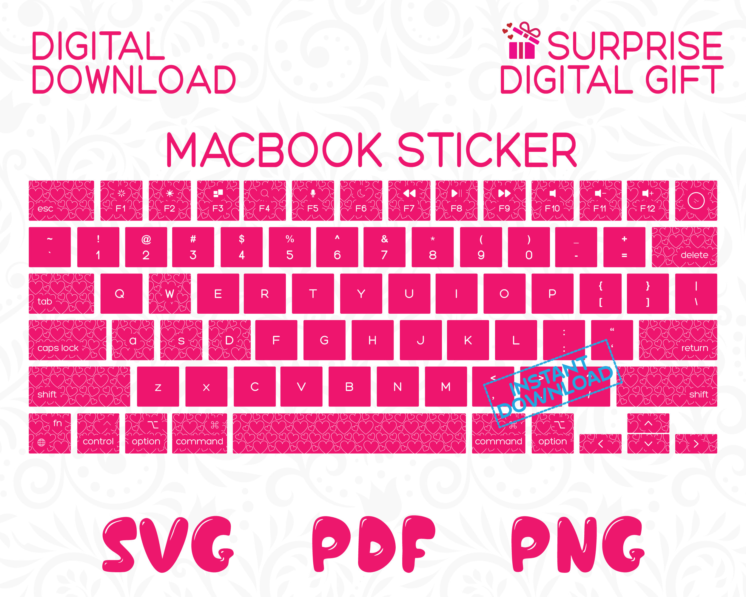 Keyboard Printable Stickers, MacBook 13.6 Inch Laptop Decal Clipart ...