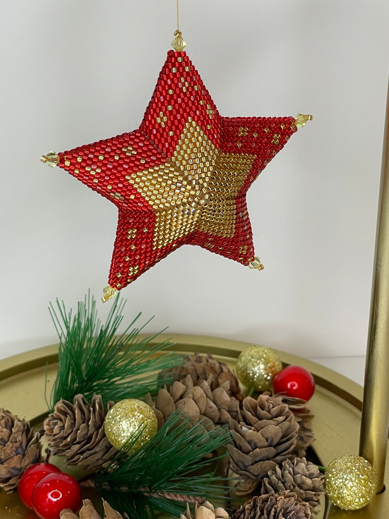Luxury Star Christmas Decoration, Beautiful Glass Bead Star, Hand Sewn ...