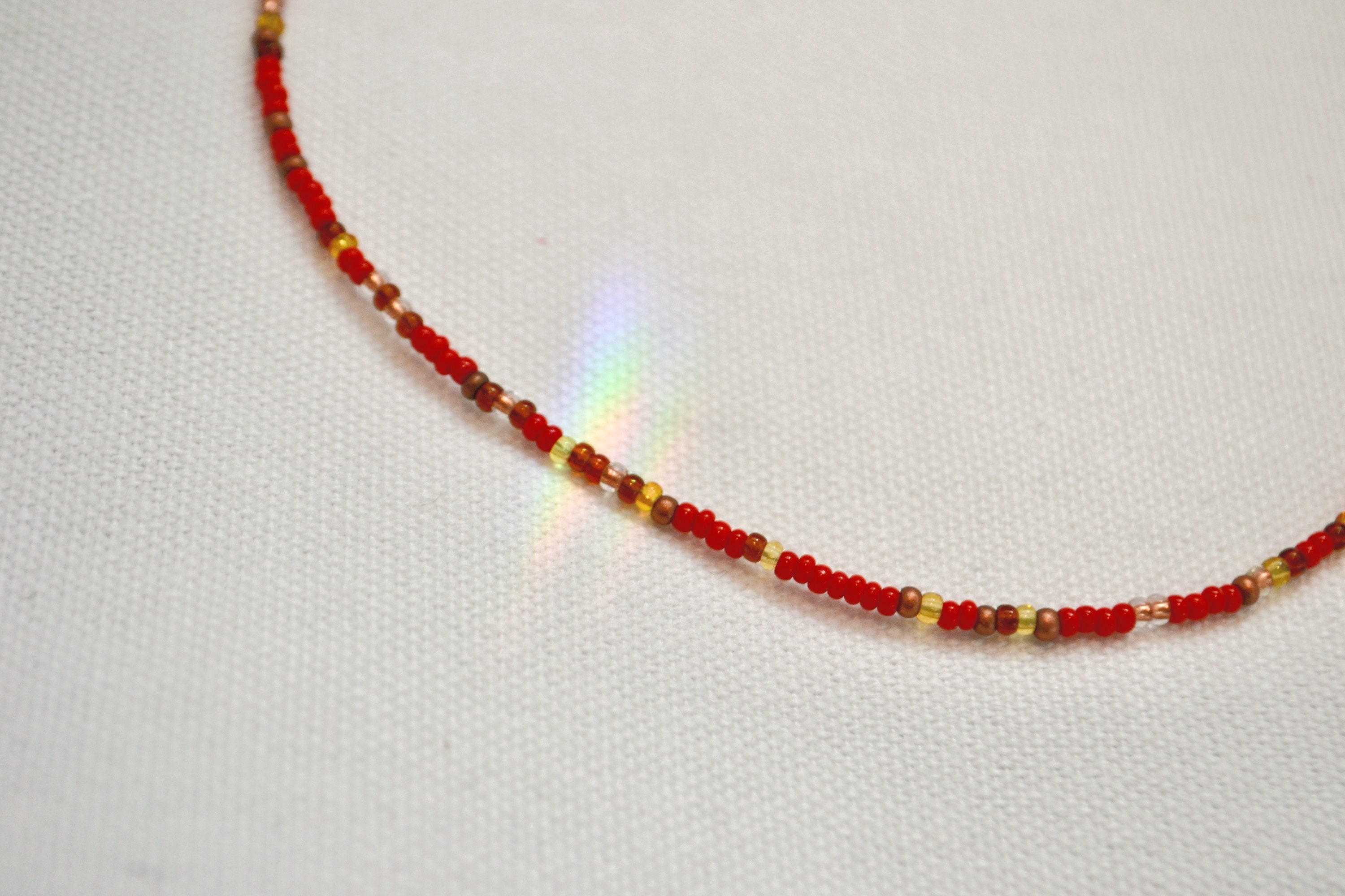 Red and Gold Seed Bead Necklace - Etsy