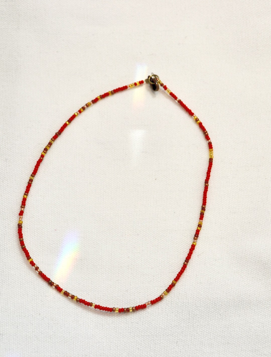 Red and Gold Seed Bead Necklace - Etsy