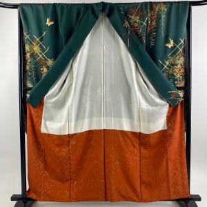 Rank A Vintage Furisode Kimono/green Furisode/ B29 - Etsy