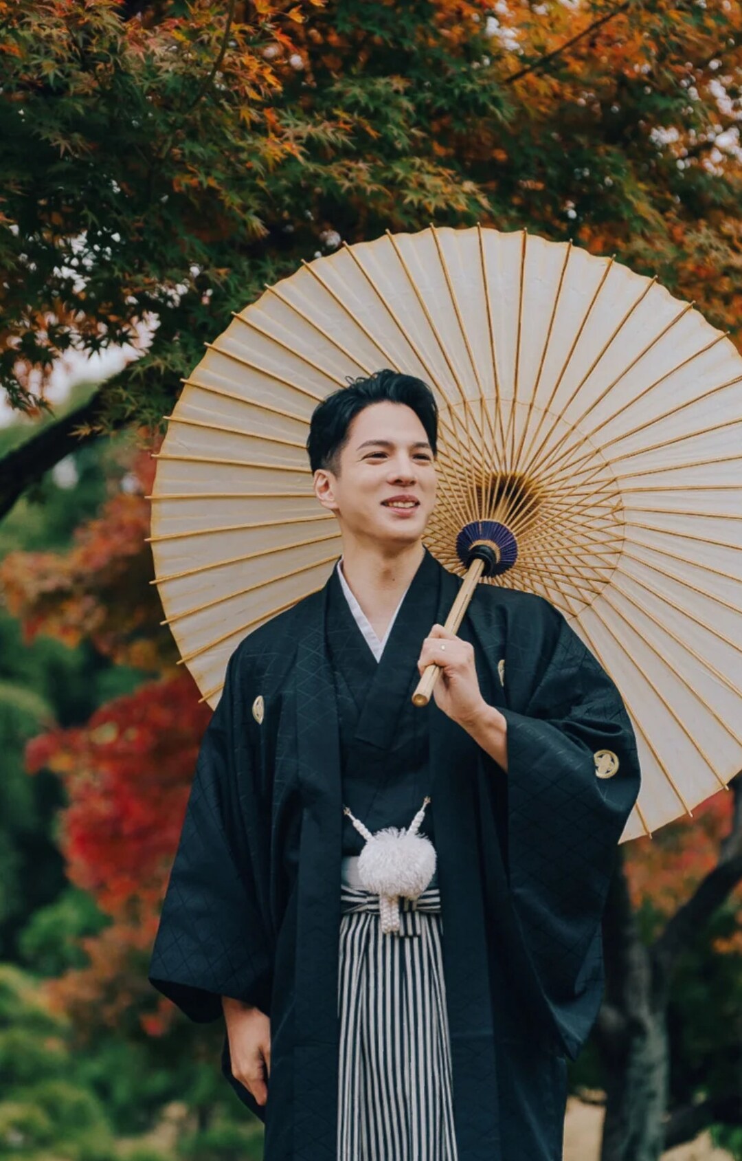 Men's Japanese Traditional Formal Kimono 10PCS Set, 5 Family Crests ...