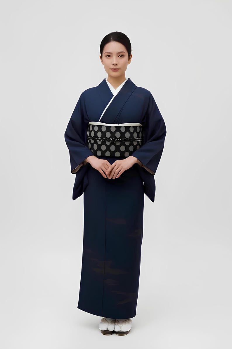 Beginner Friendly Pre-tied Kimono Belt, Easy Wear Obi, Polka Dot Ginza ...