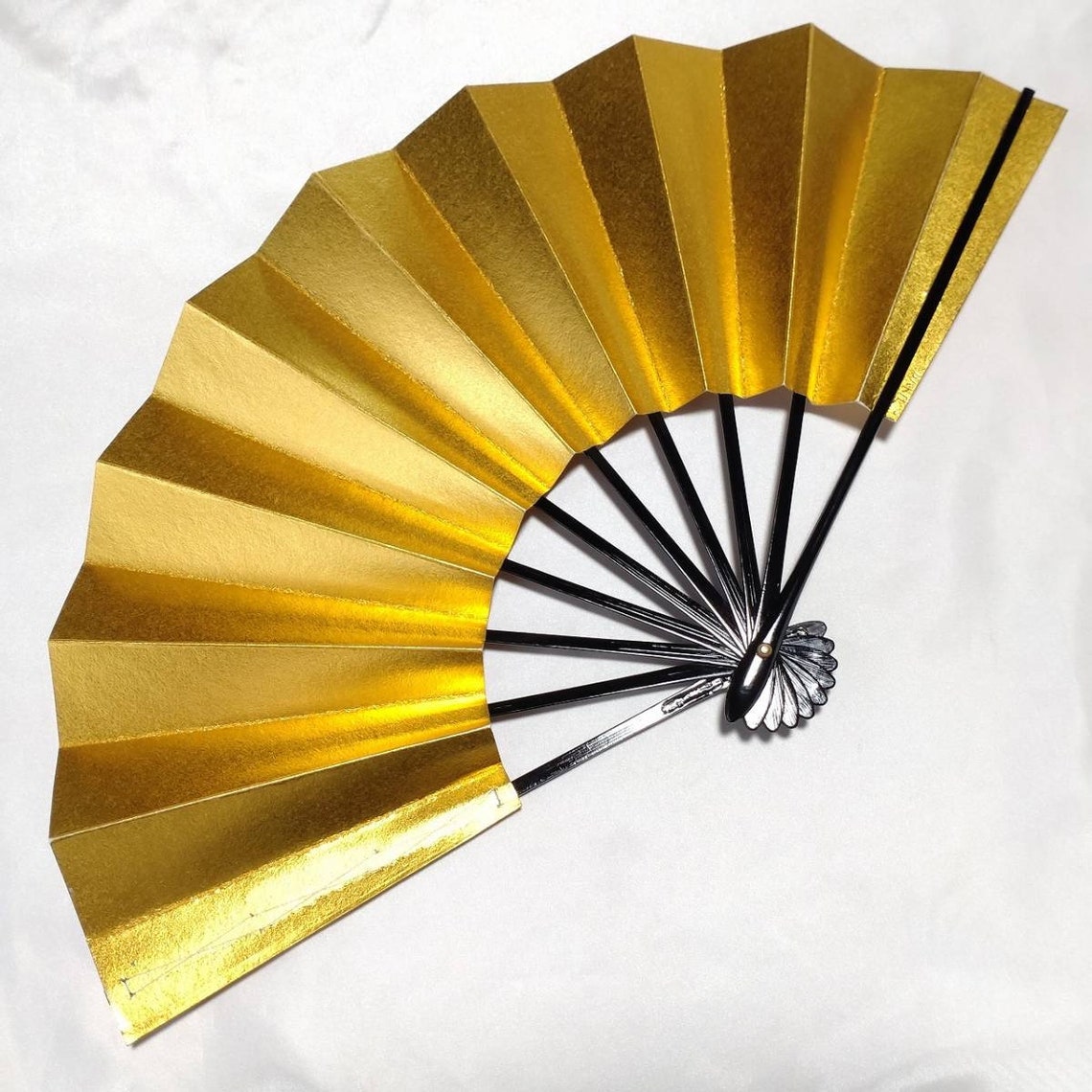 Gold Japanese Folding Fan Gift Set With Fan Holder/japanese Home Decor ...