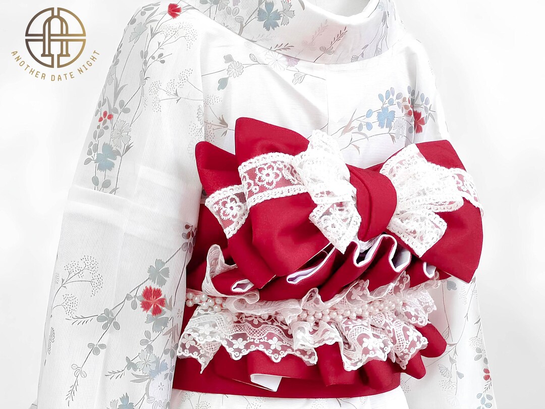 Rabbit & Sakura Half Width Obi/double Sided Hanhaba Obi Belt/daily ...