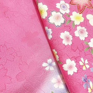 Rank A Vintage Sakura Pink Furisode Kimono, Japanese Vintage Silk ...