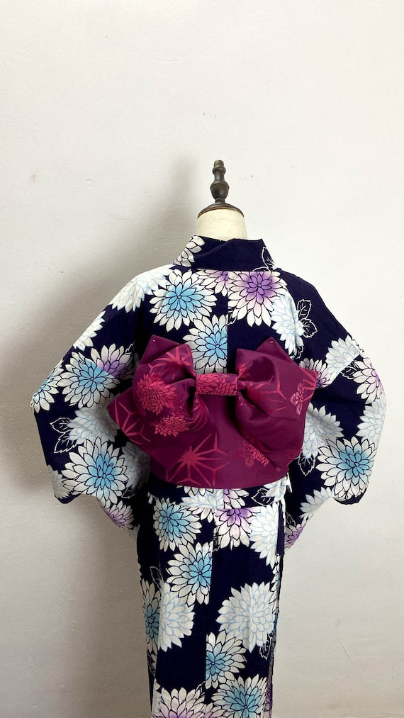 Purple tsuke obi, pre-tied - Gem