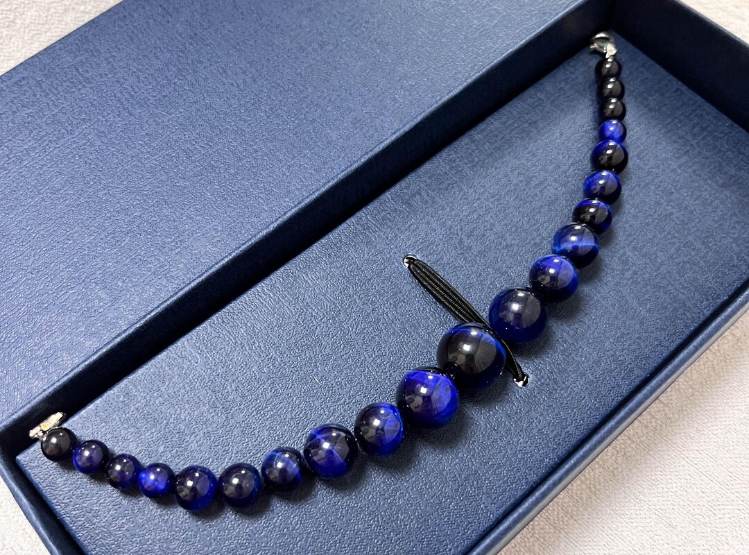 Blue Tiger's Eye Haori Himo, Tigerite Stone Haori Himo, Brand New Haori ...