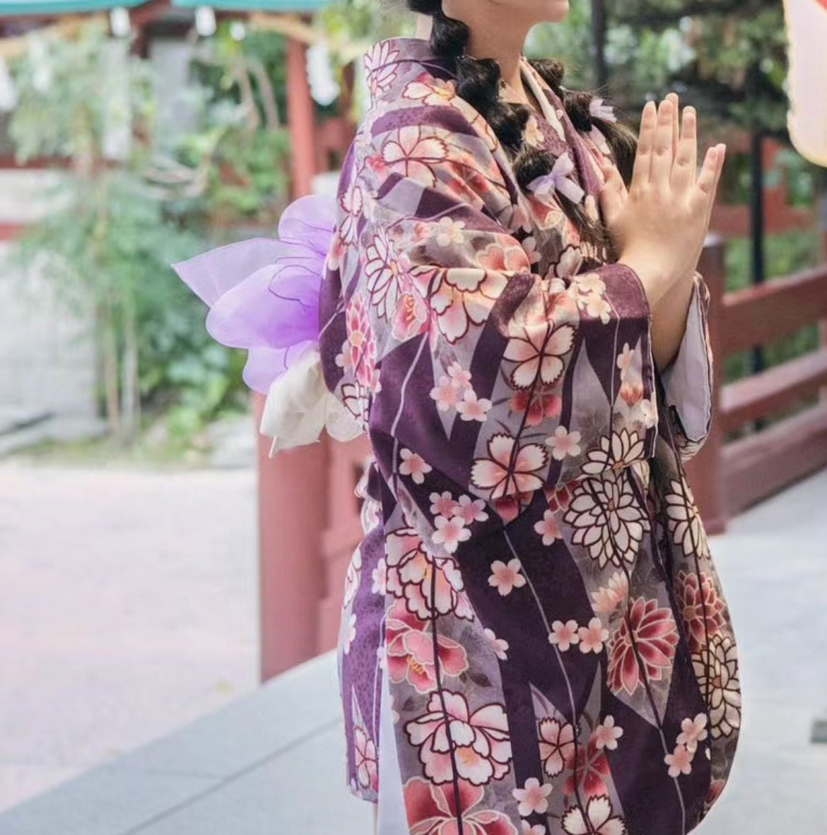 Purple Floral Kofurisode Kimono, Great for Matching With Hakama - Etsy