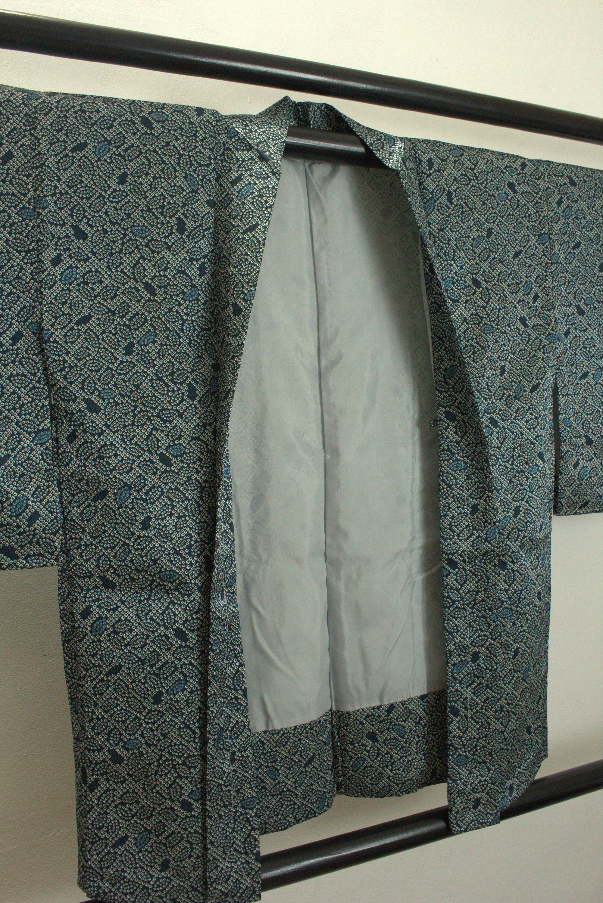 Rank S Vintage Japanese Haori/ Vintage Blue Haori/ With Abstract Leaves ...