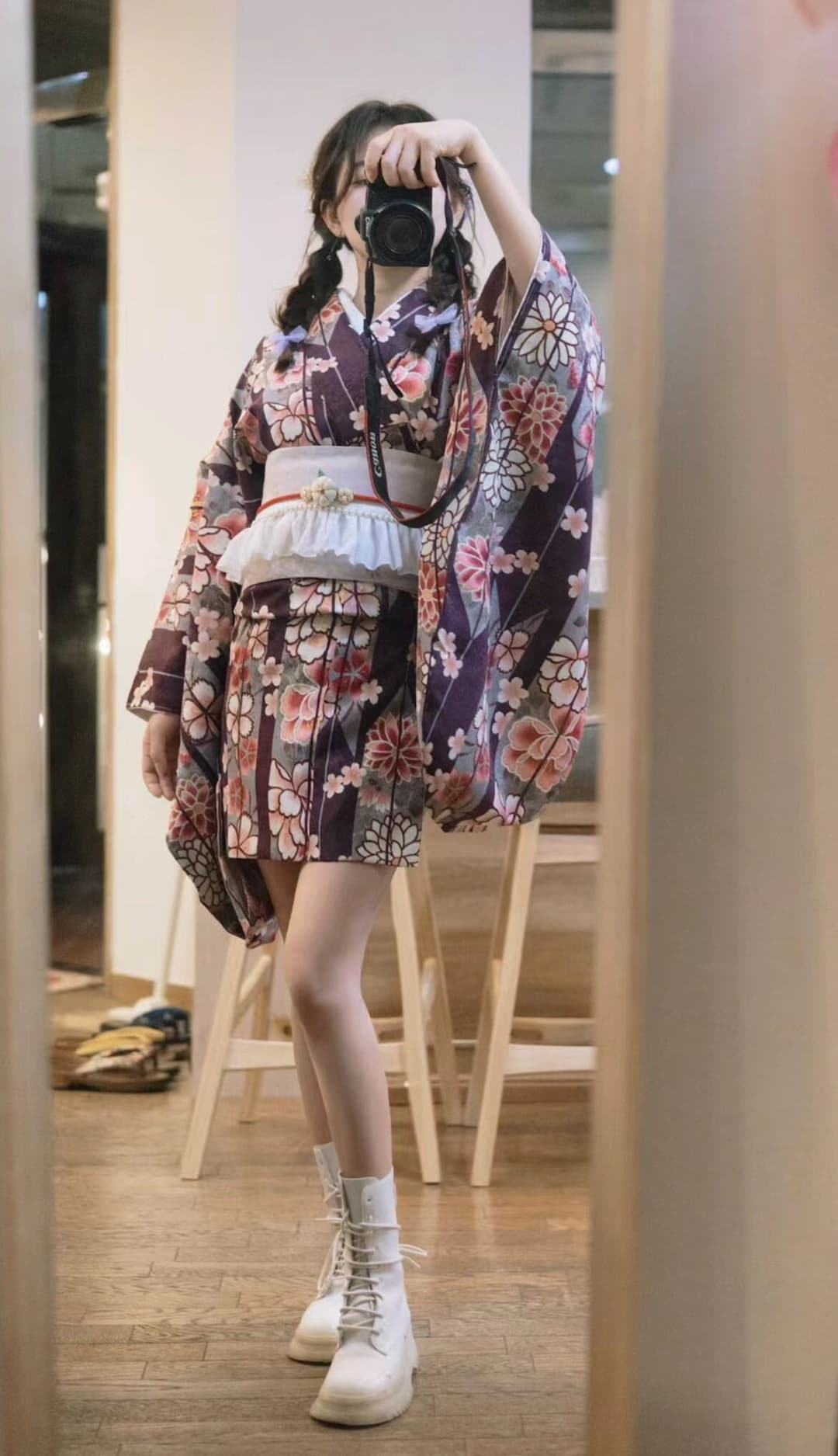 Purple Floral Kofurisode Kimono, Great for Matching With Hakama - Etsy