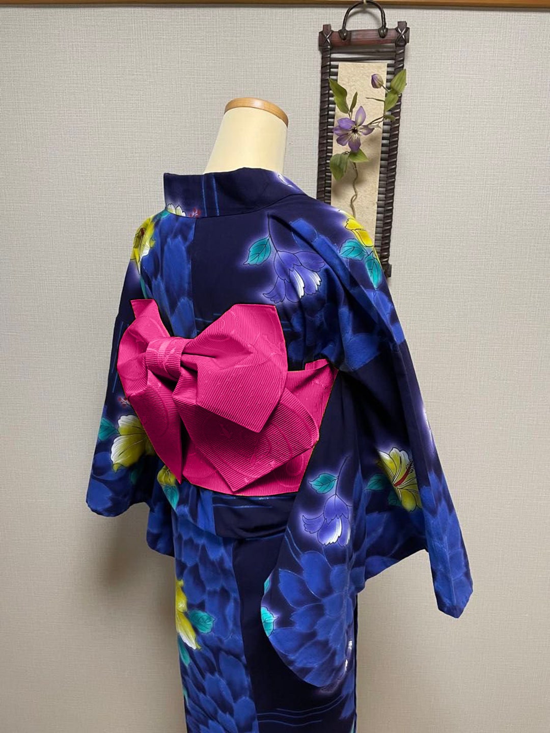 Floral Pre-tied Obi Belt: Easy Japanese Yukata Bow - Red & Pink Blind ...