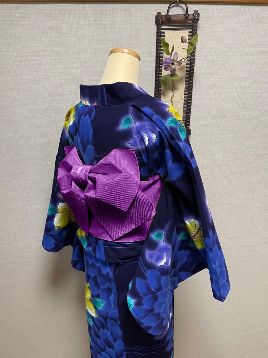 Purple Floral Yukata Obi Belt Blind Box: Pre-tied Japanese Bow - Etsy
