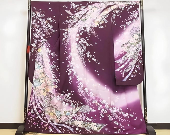 Rank A+ Vintage Furisode Kimono/japanese Vintage Silk Furisode/kyoto ...