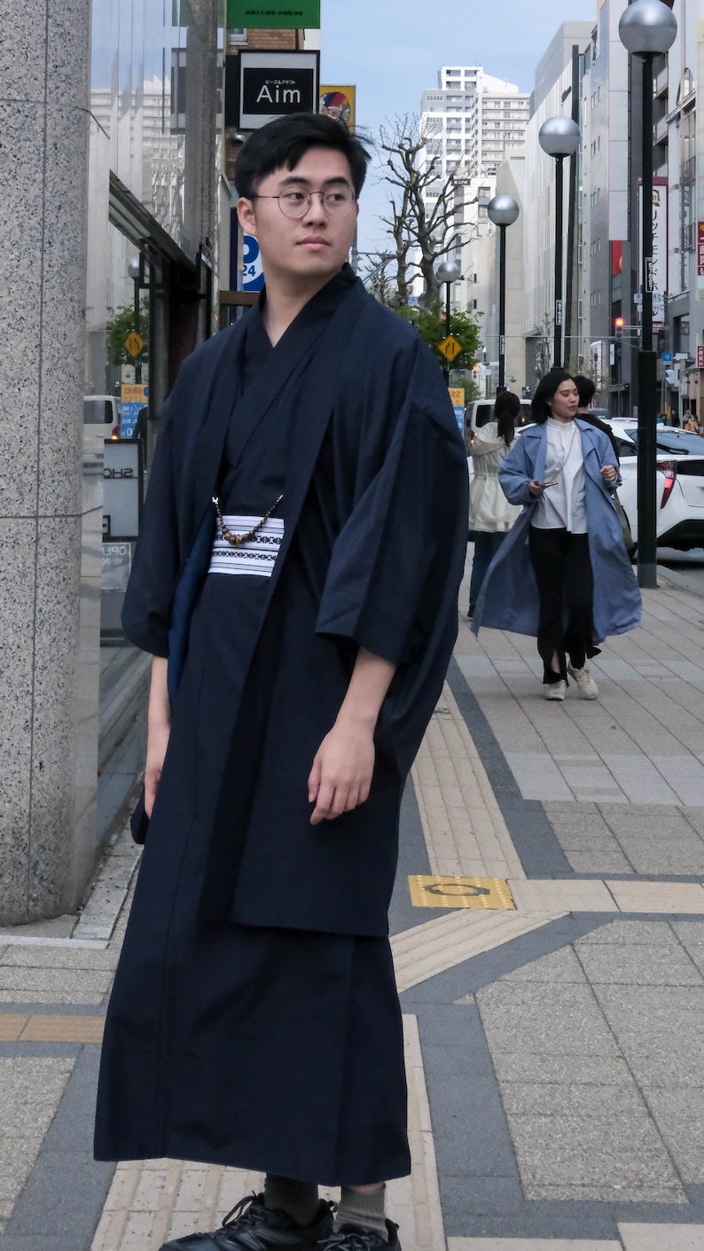 Men's Kimono 3PCS Set: Nagagi, Obi & Haori Jacket - Custom Kamon ...