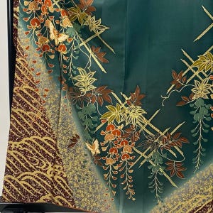 Rank A Vintage Furisode Kimono/green Furisode/ B29 - Etsy
