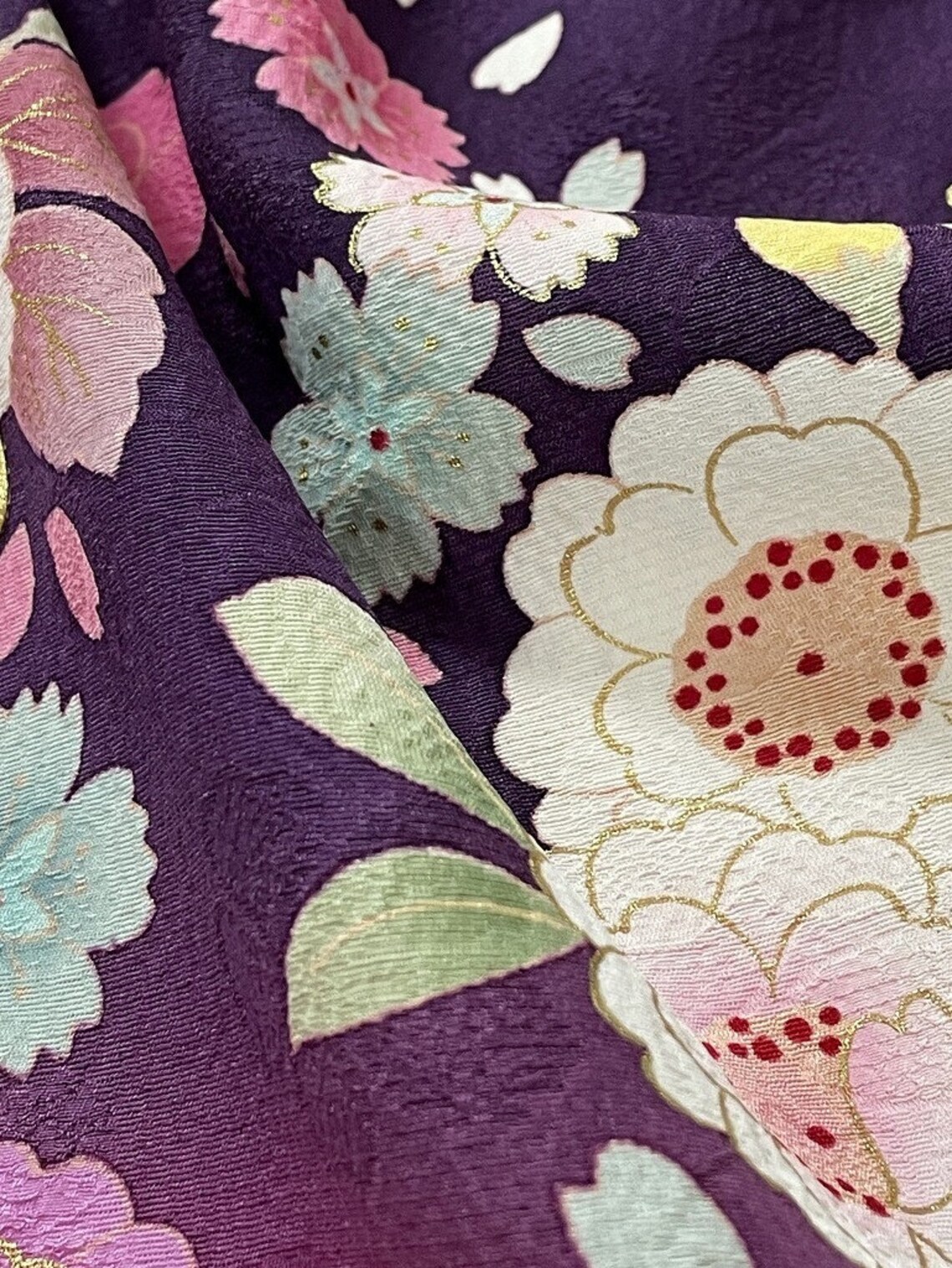 Rank A Vintage Furisode Kimono/purple Furisode/japanese Vintage Silk ...