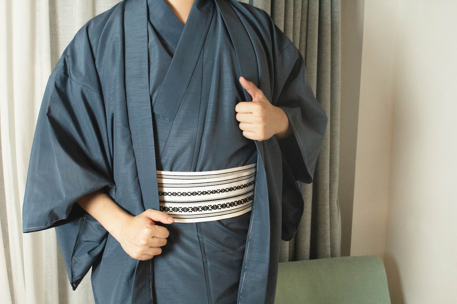 Men's Traditional Kimono 4PCS Gift Set: Nagagi, Obi & Haori Jacket ...
