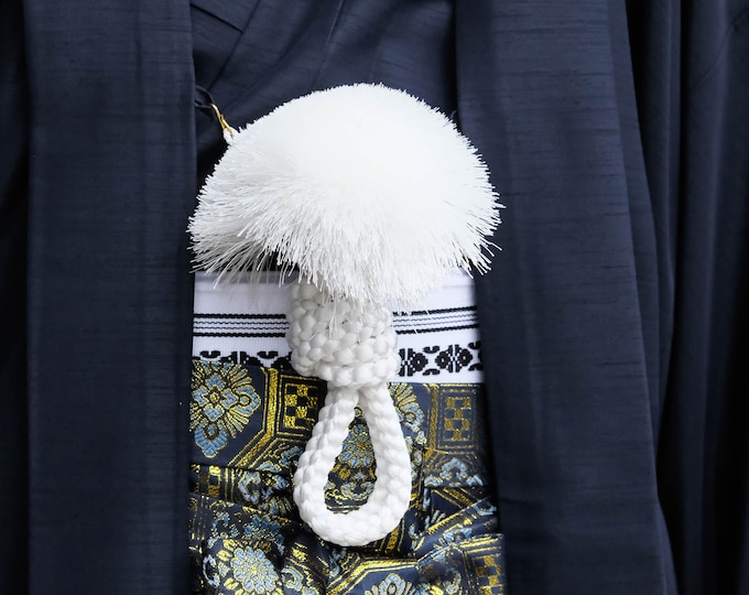 Mens Haori Himo, Japanese Dark Blue Silk Haorihimo, Kimono Jacket Cord ...