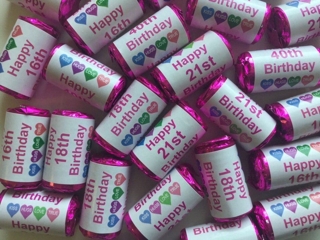 Birthday Mini Love Heart Sweets 13th 16 18 21st 30th 40th 50th 60th 65th 70th 80th 90th 100th ...