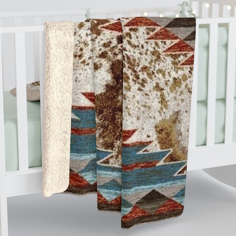 Western Cowhide Sherpa Blanket: Cozy and Stylish Cowhide - Etsy