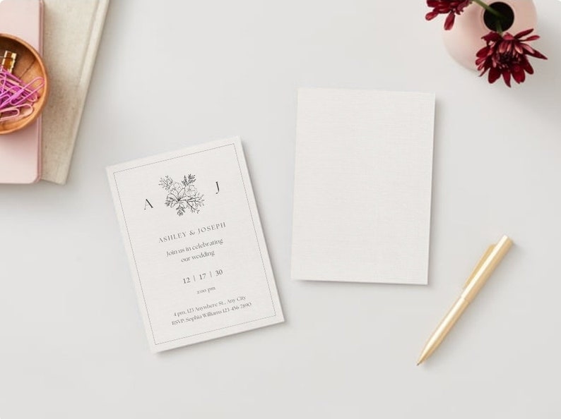 Minimalist Wedding Invitation Template Simple Wedding Invite - Etsy