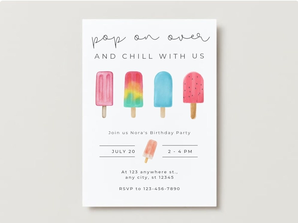 EDITABLE Popsicle Birthday Invites, Birthday Party Invitation, Pop on ...