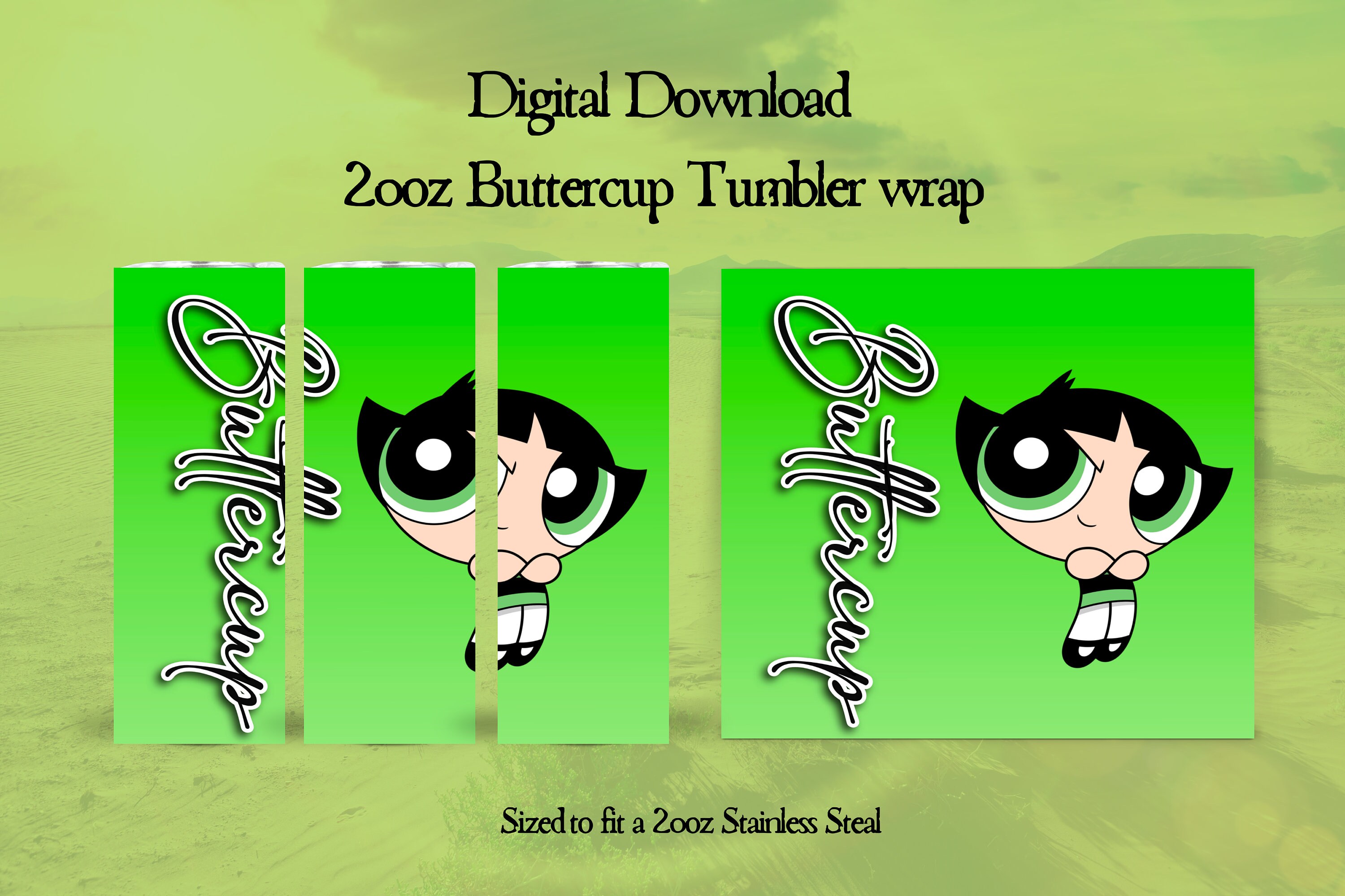 Buttercup Powerpuff Girls PNG Digital, Buttercup Tumbler Wrap, Blossom ...
