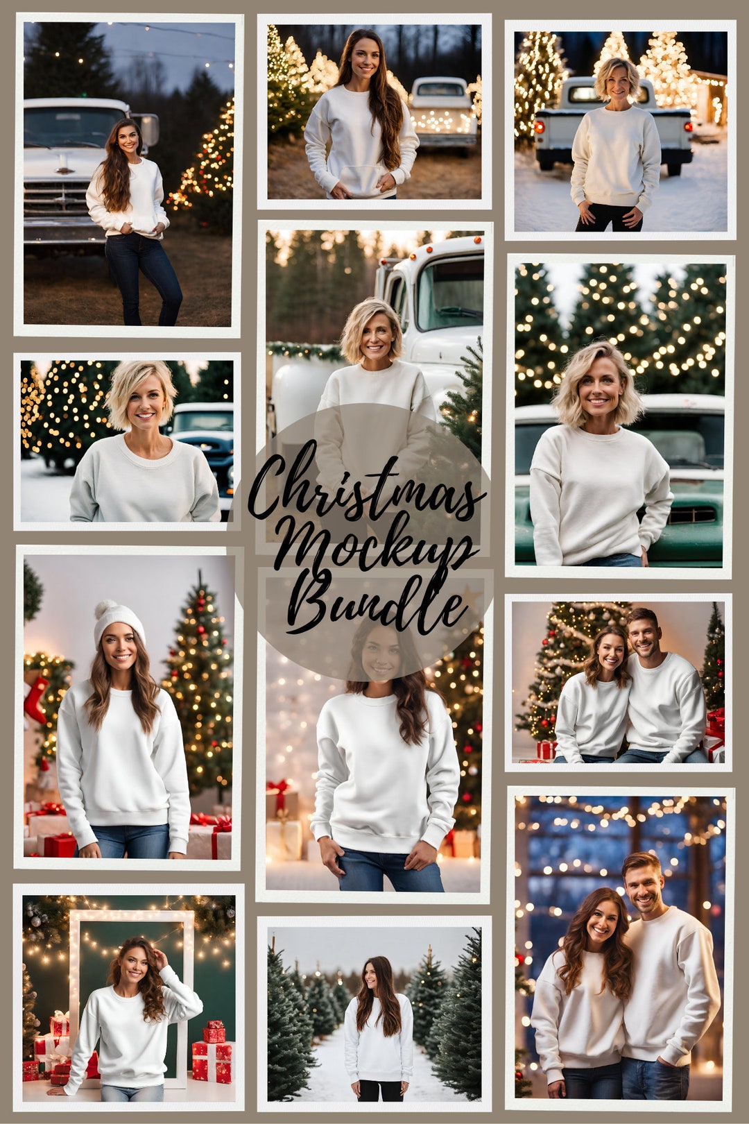 Christmas Mockup Bundle Holiday Winter Bundle T-shirt Sweatshirt Bundle ...