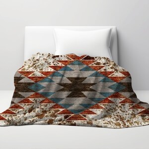 Western Cowhide Sherpa Blanket: Cozy and Stylish Cowhide Print Rustic ...