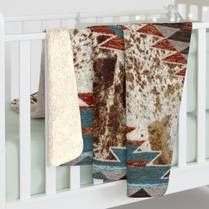 Western Cowhide Sherpa Blanket: Cozy and Stylish Cowhide Print Rustic ...