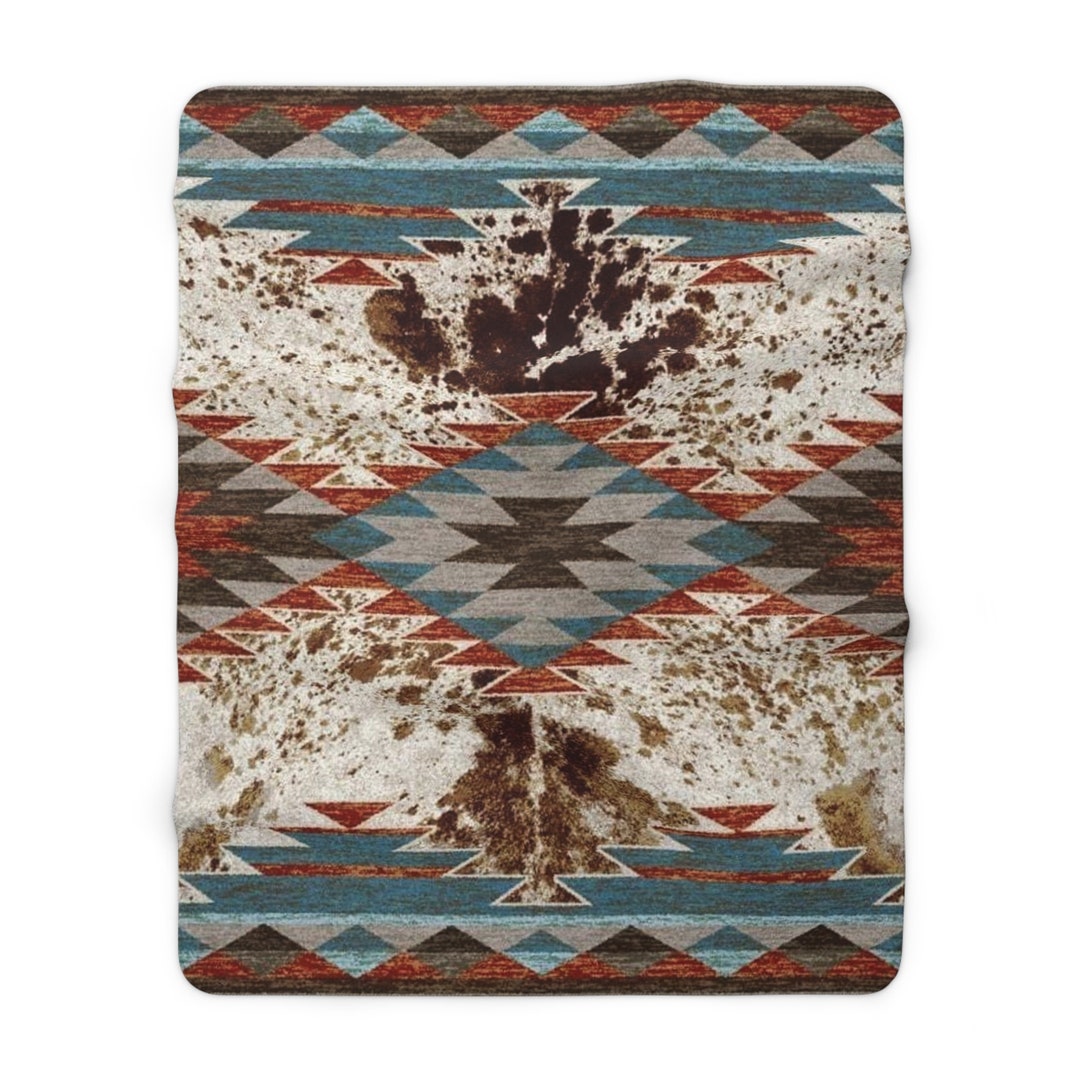 Western Cowhide Sherpa Blanket: Cozy and Stylish Cowhide - Etsy