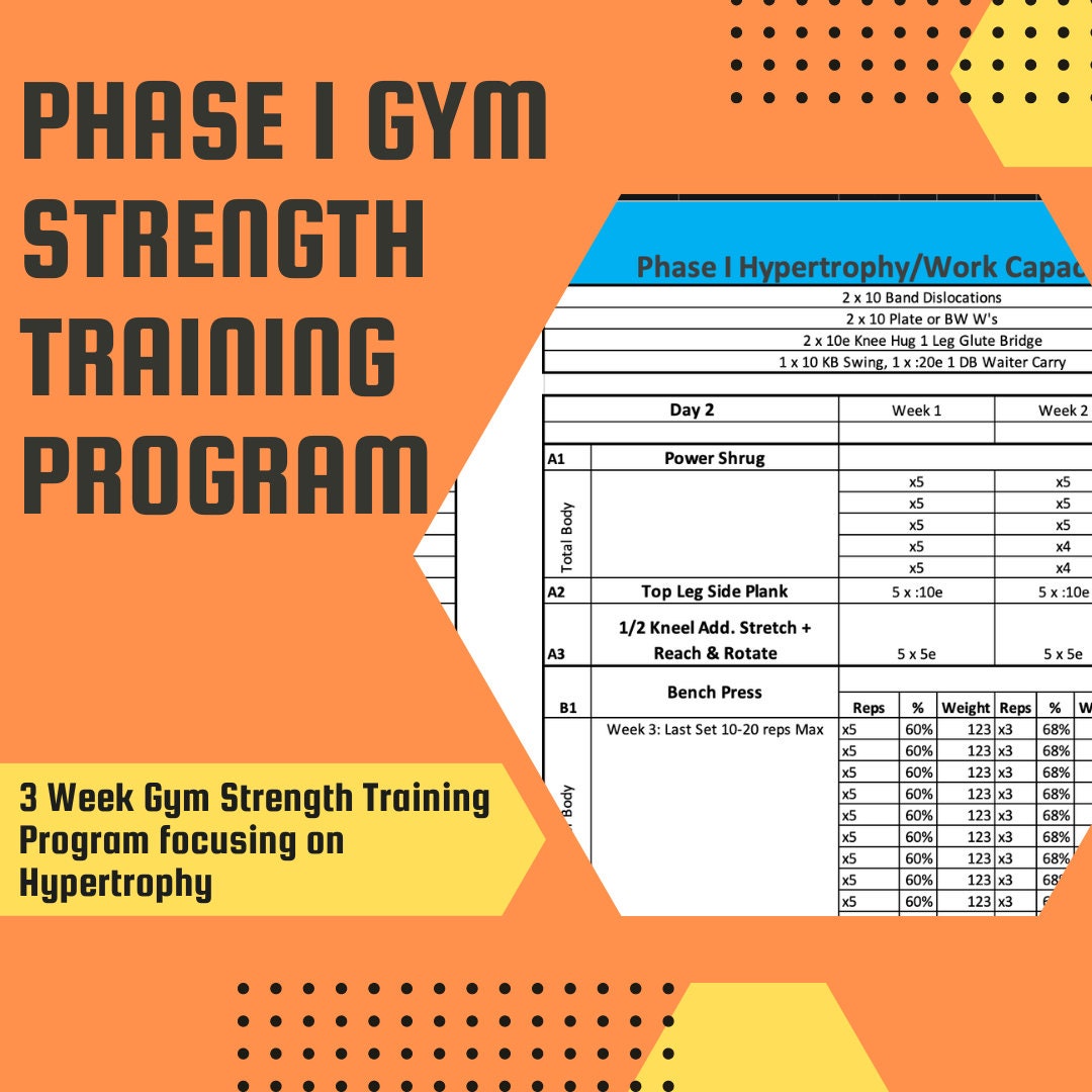 Total Body Gym Workout Program - Phase I - Hypertrophy - Etsy