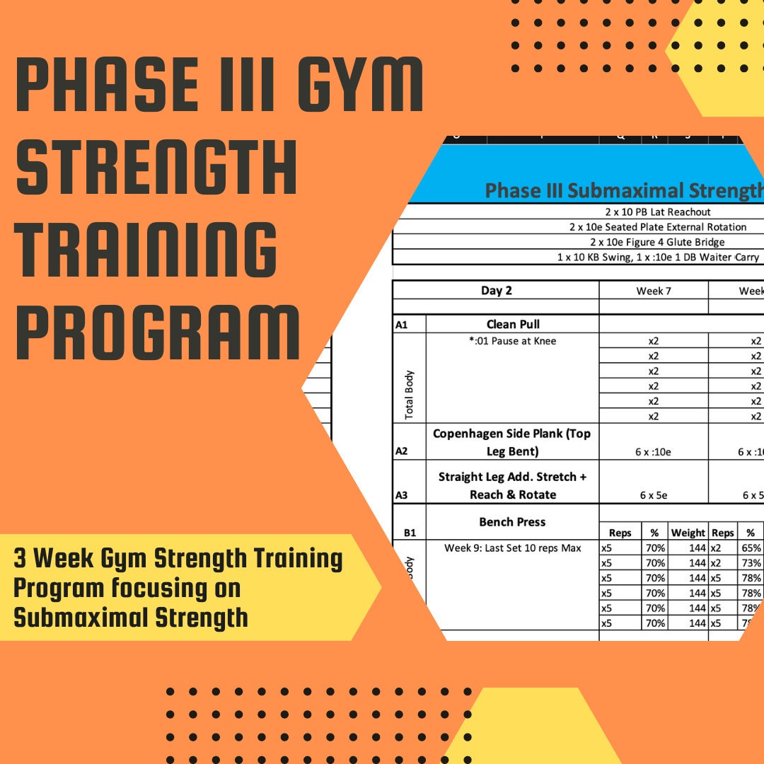 Total Body Gym Workout Program Phase III Submaximal Strength - Etsy