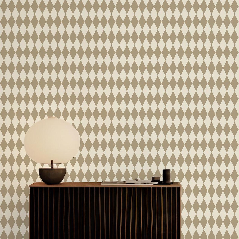 Checkered Diamond Wallpaper in Beige and Cream / Peel and Stick ...