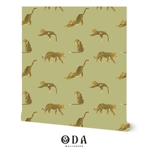 Light Green Leopard Print Wallpaper / Peel and Stick / Traditional ...